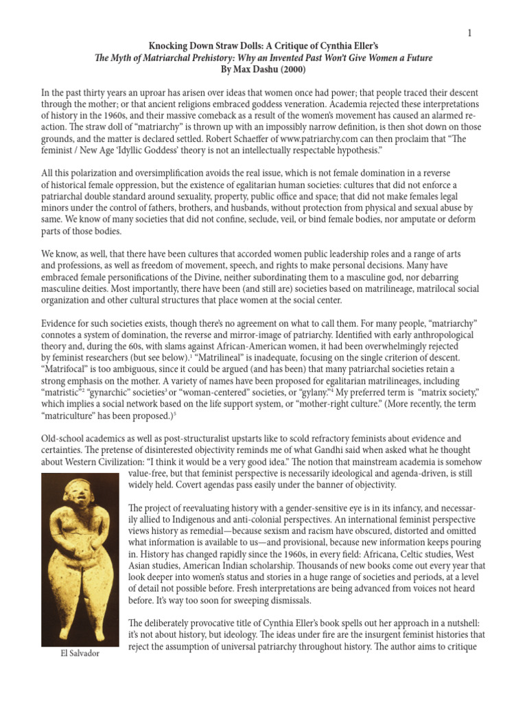 Critique of Matriarchal History Myths | PDF | Matriarchy | Patriarchy