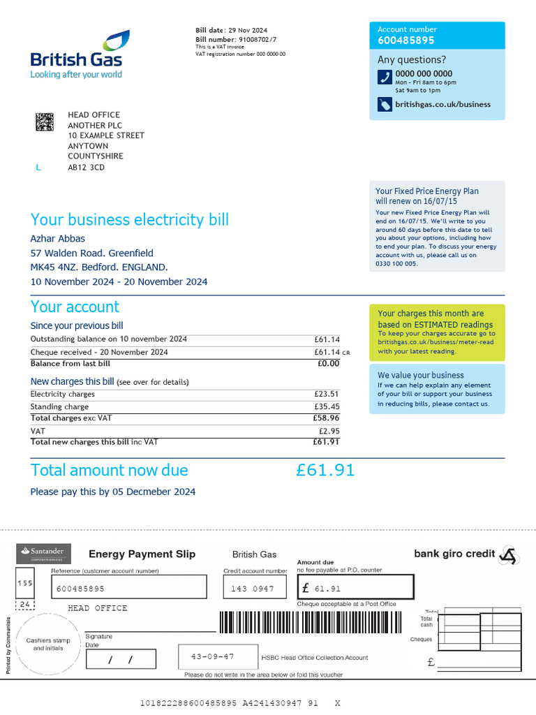 British Gas Bill | PDF