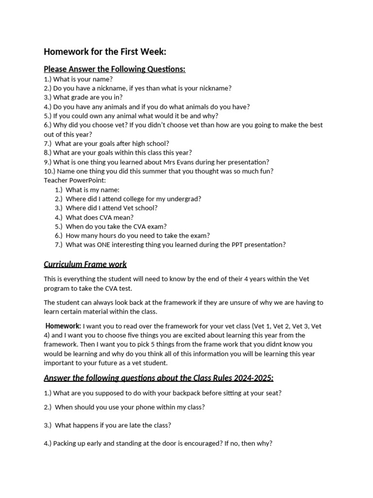 Homework For The First Week | PDF