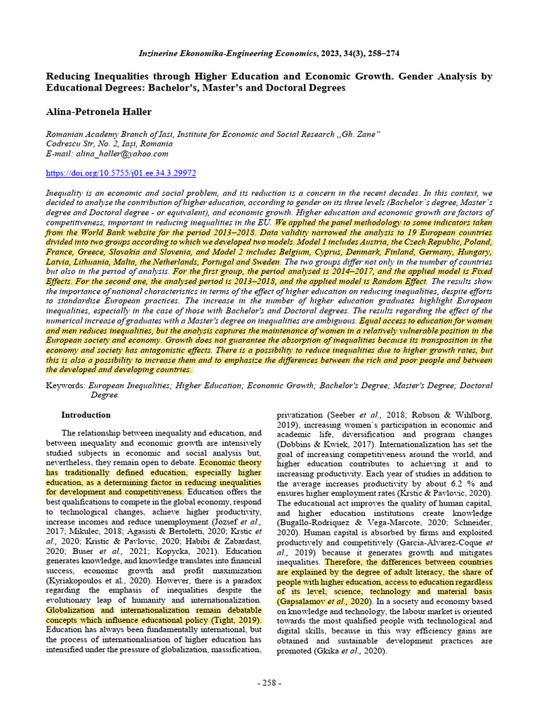 Reducing Inequalities Through HE (Several Countries) | PDF | Economic Inequality ...