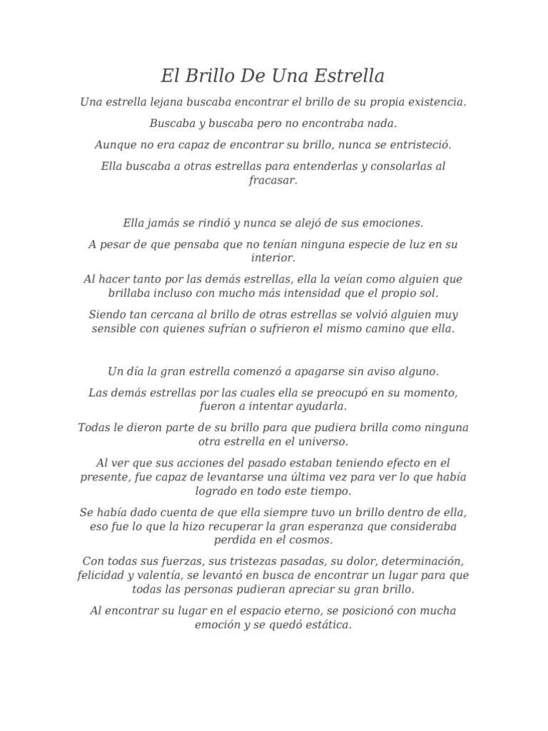 El Brillo de Una Estrella (Poema) | PDF