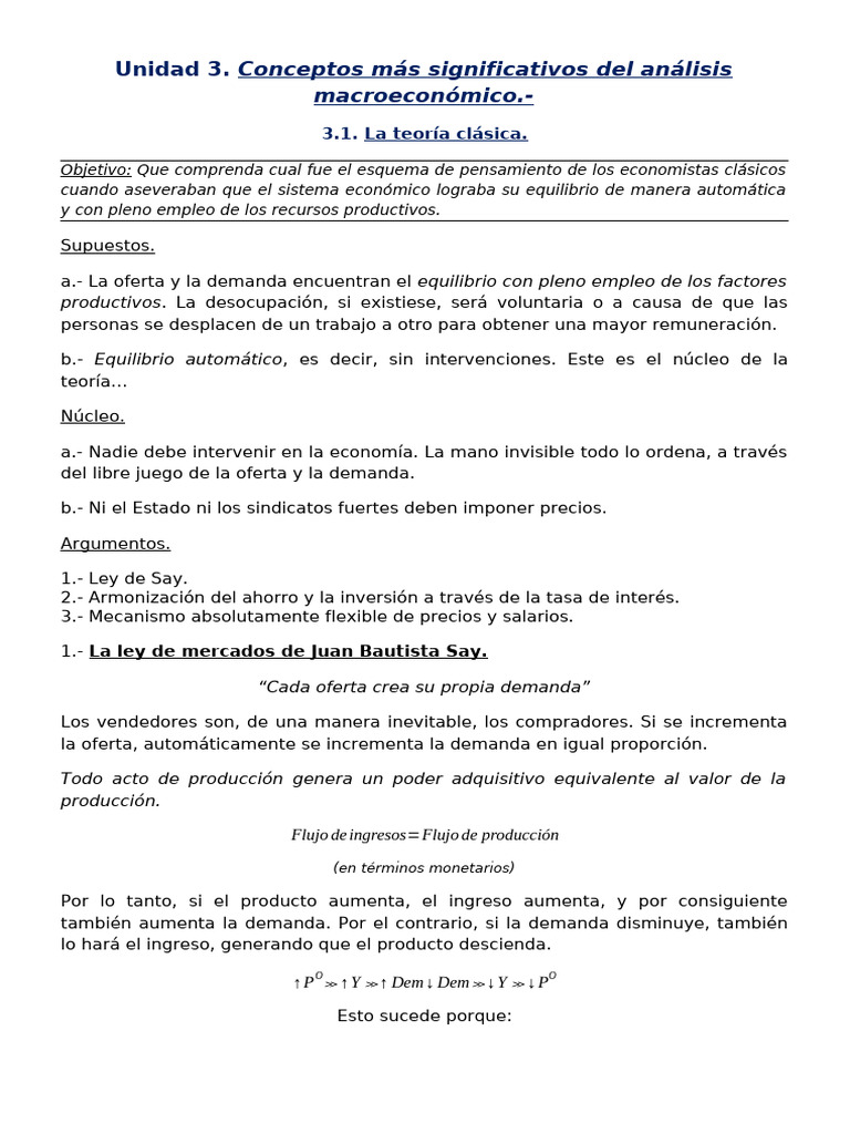 Unidad 3. Conceptos Macroeconómicos Fundamentales. | PDF | Macroeconómica | Economía keynesiana