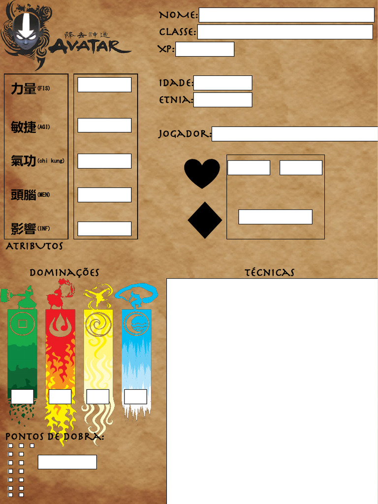 Avatar - Modelo de Ficha Completável | PDF