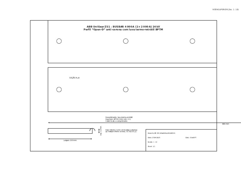 Busbar 4000A ZS1 Drawing v2 | PDF