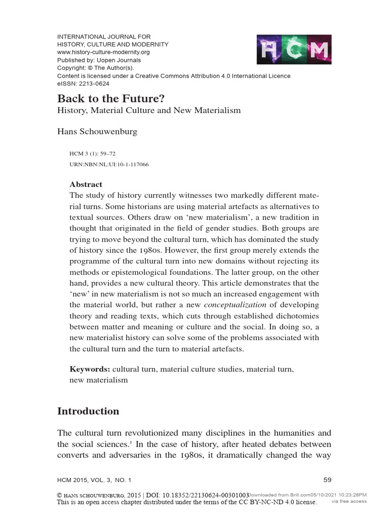 Schouwenburg 2015 New Materialism and History | PDF | Materialism | Historian