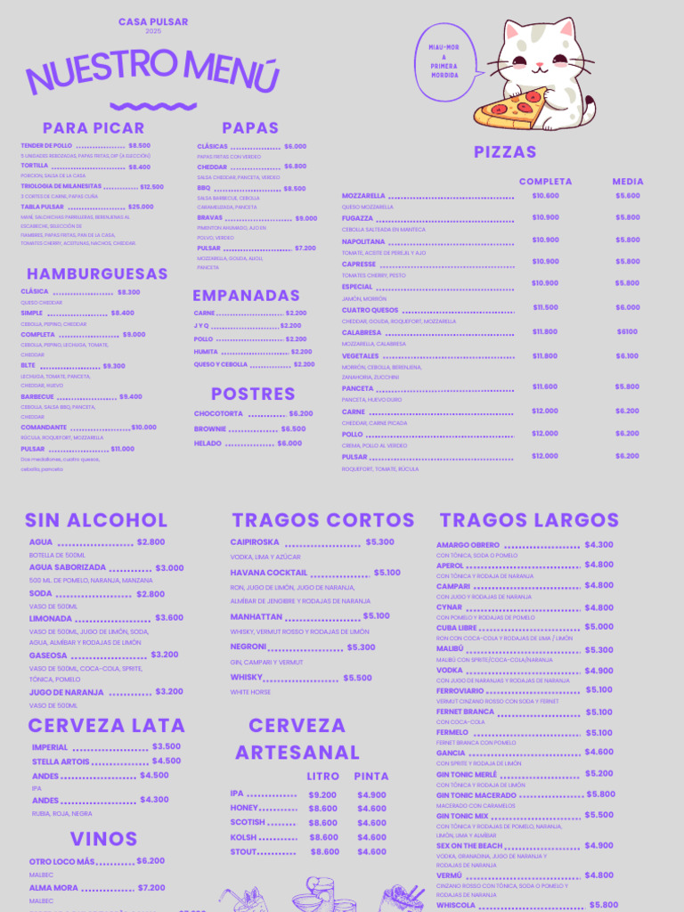 Menu Casa Pulsar | PDF | Alimentos | Cocina