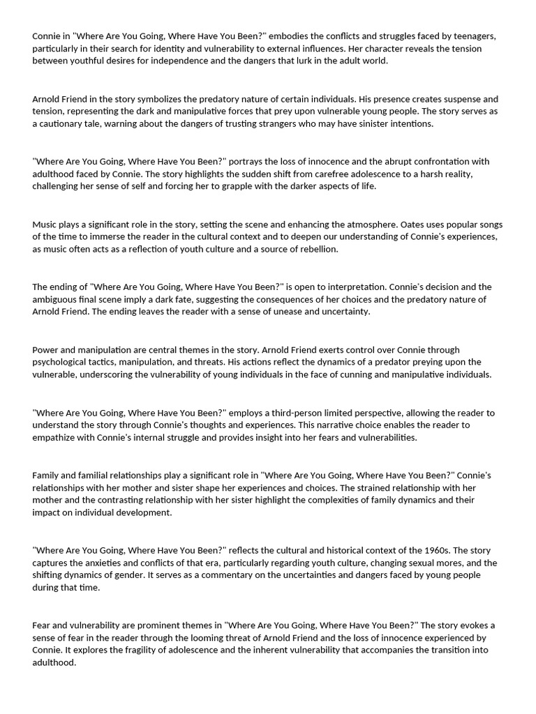 Connie's Struggle in Oates' Story | PDF | Vulnerability | Adolescence