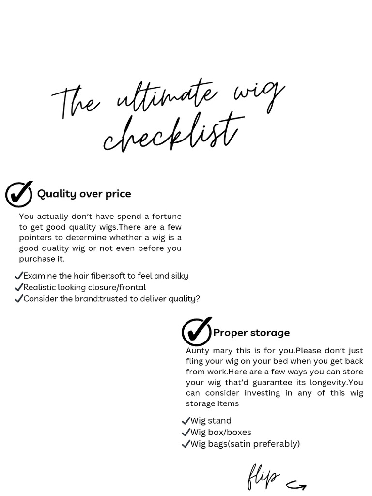 00000234-The Ultimate Wig Checklist | PDF | Wig | Integumentary System