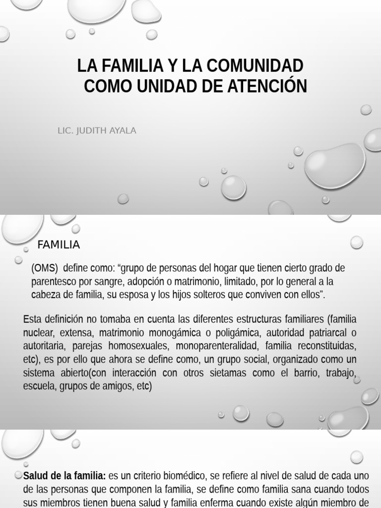 La Familia y La Comunidad Como Unidad de Atencion | PDF | Familia ...