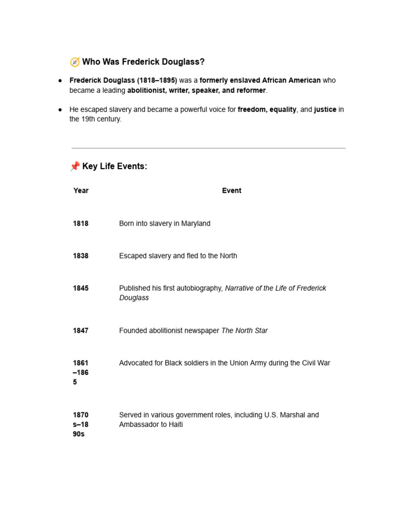 Notes On Frederick Douglass | PDF