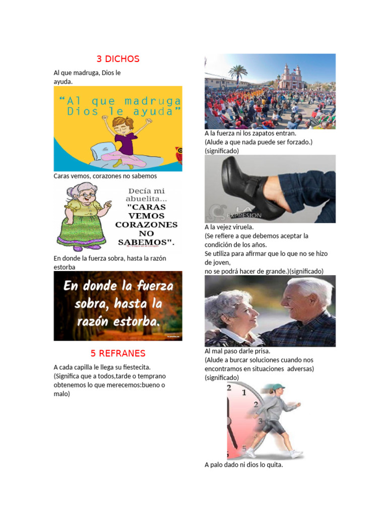 Dichos, Refranes y Trabalenguas en Español | PDF