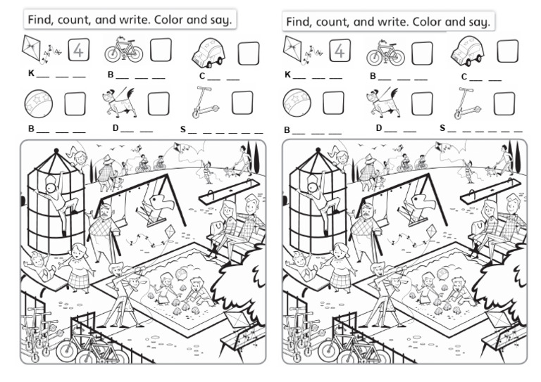 Find, Count, Color and Write. | PDF