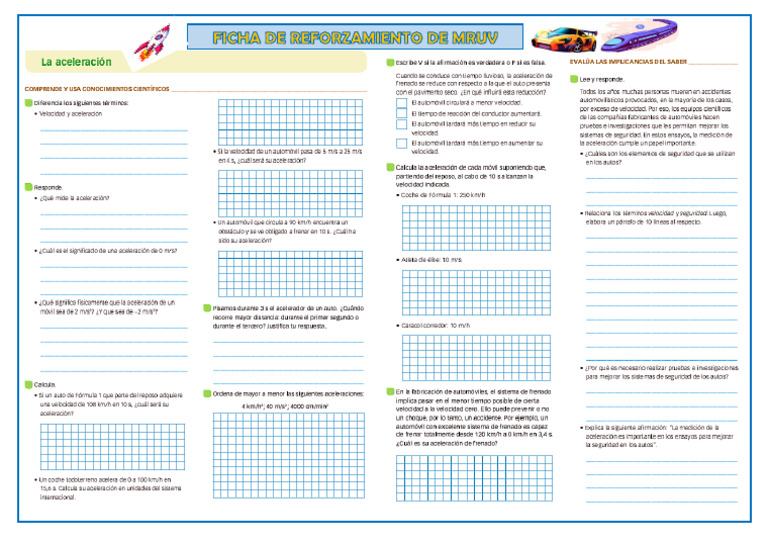 Fich DE REFORZAMIENTO DE MRUV | PDF