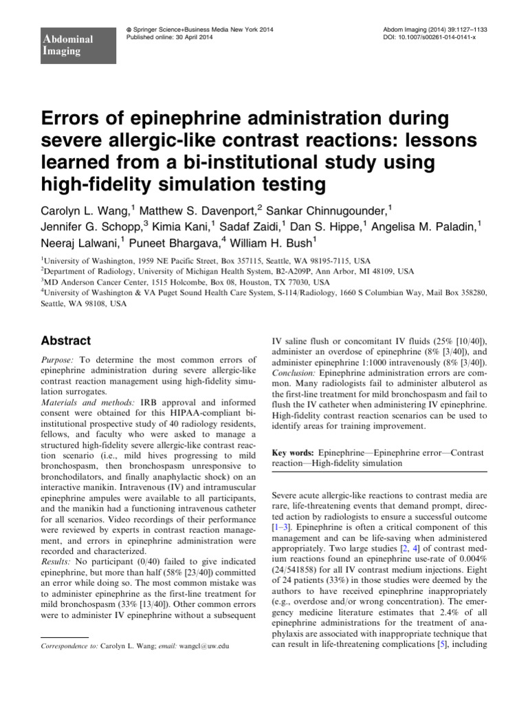 Errores Con La Administración de Epinefrina | PDF | Intravenous Therapy | Dose (Biochemistry)