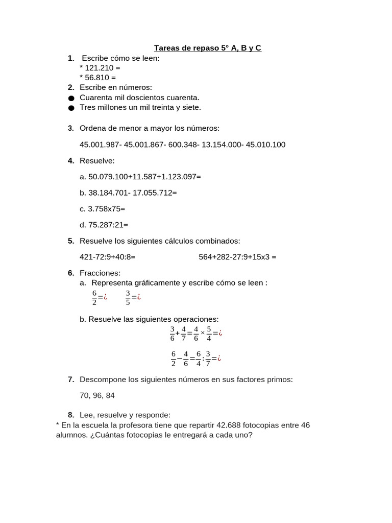 Tarea Febrero 5to A B y C 2025 | PDF