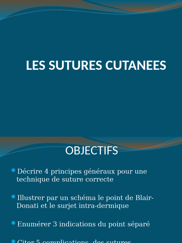 5- Les sutures cutanées-1 | PDF | Suture (médecine) | Chirurgie
