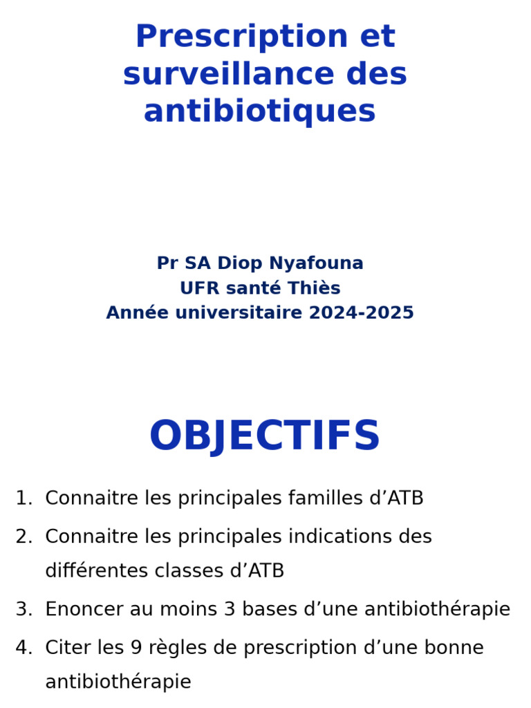 6 PRESCRIPTION ET SURVEILLANCE DES ANTIBIOTIQUES | PDF | Infection | Bactérie