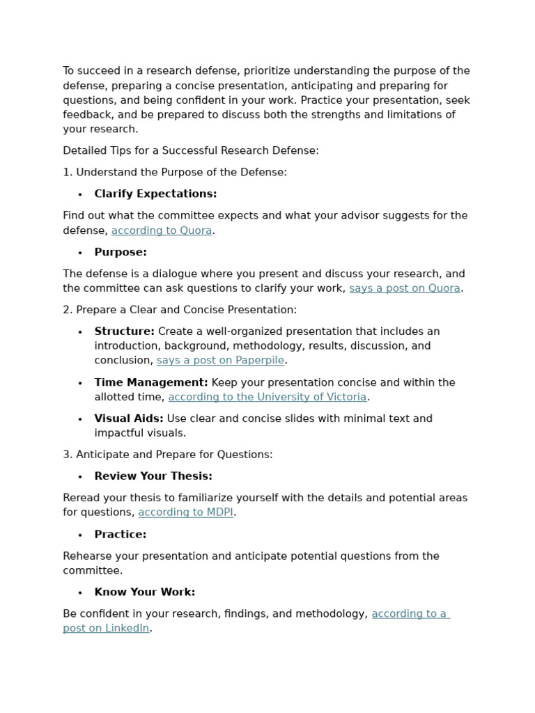 To Succeed in A Research Defense | PDF