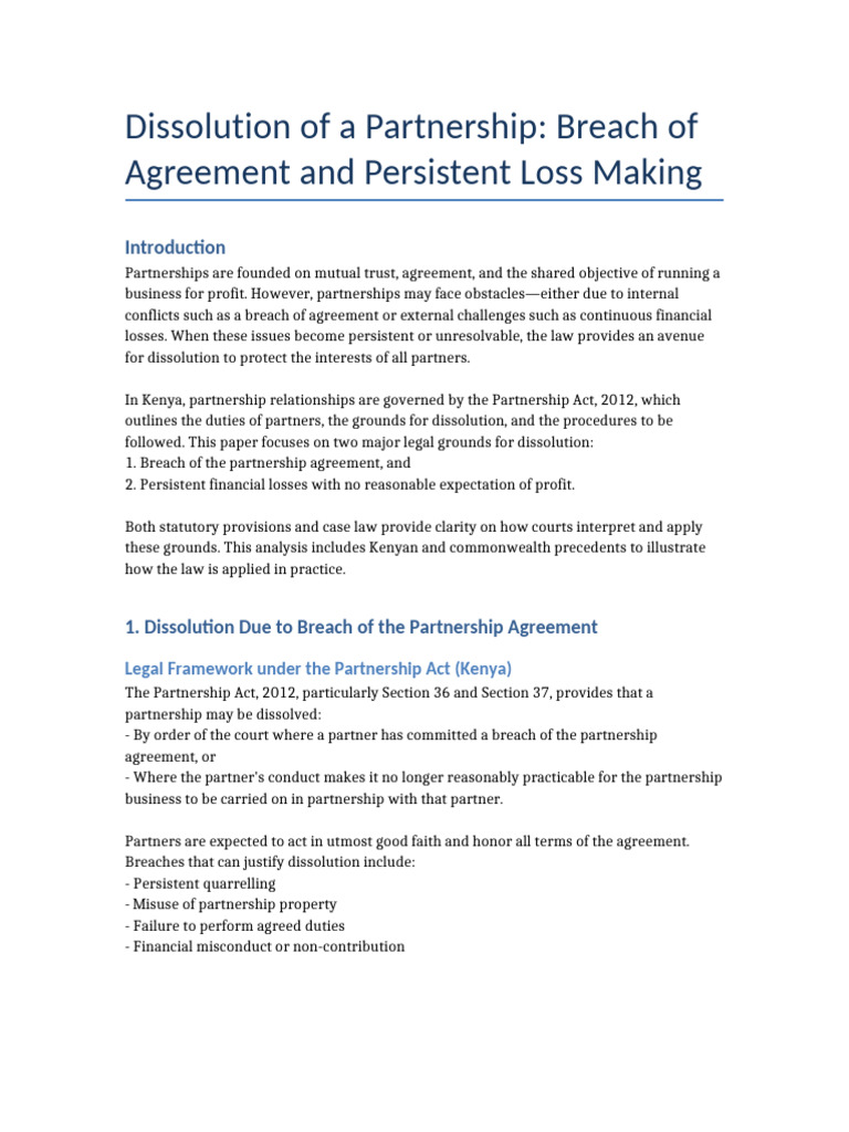 Partnership Dissolution Assignment | PDF | Partnership | Fiduciary