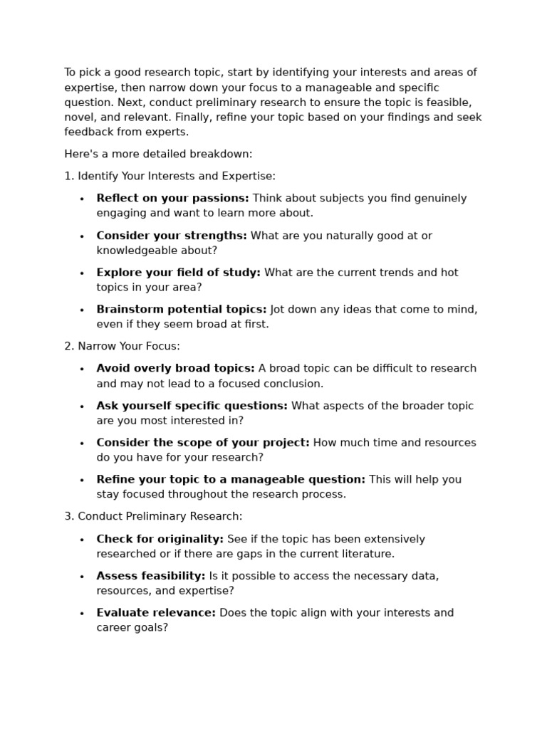 To Pick A Good Research Topic | PDF