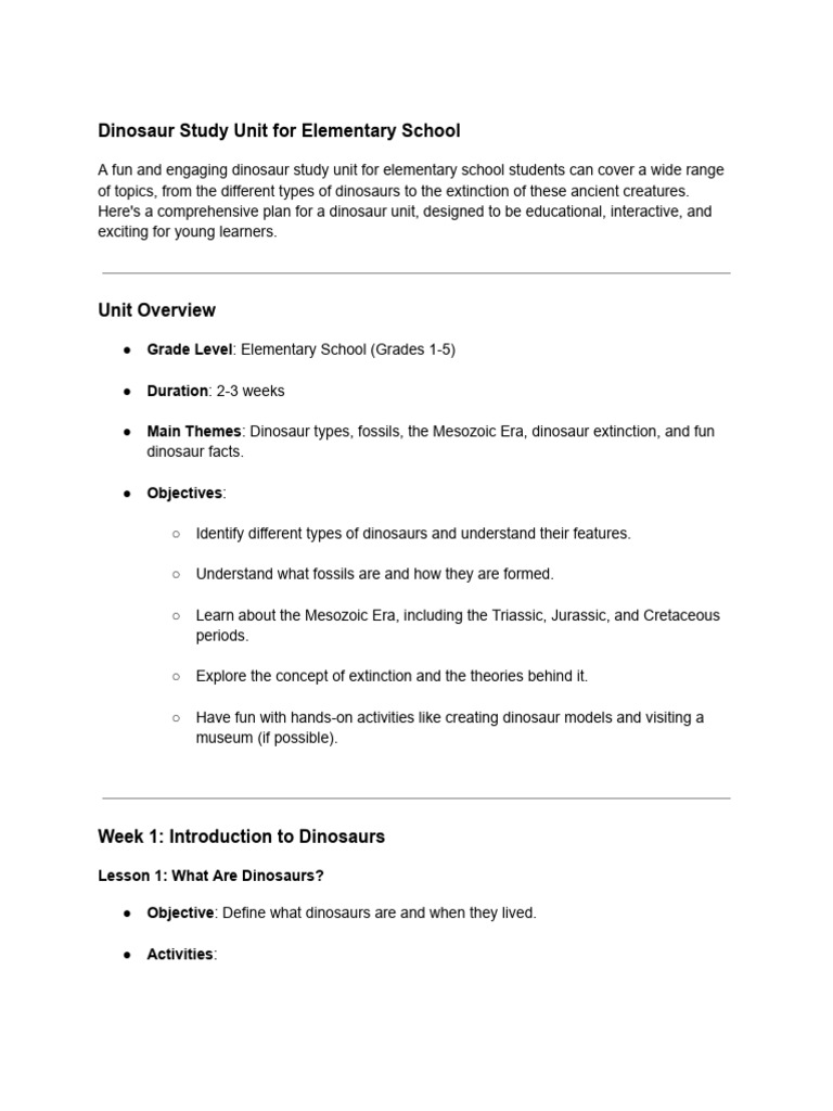 Engaging Dinosaur Unit for Kids | PDF | Dinosaurs | Geologic Time Scale