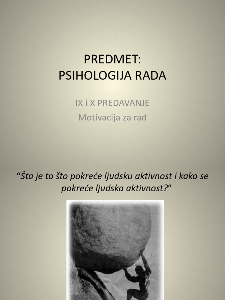Psihologija Rada IX I X Predavanje | PDF