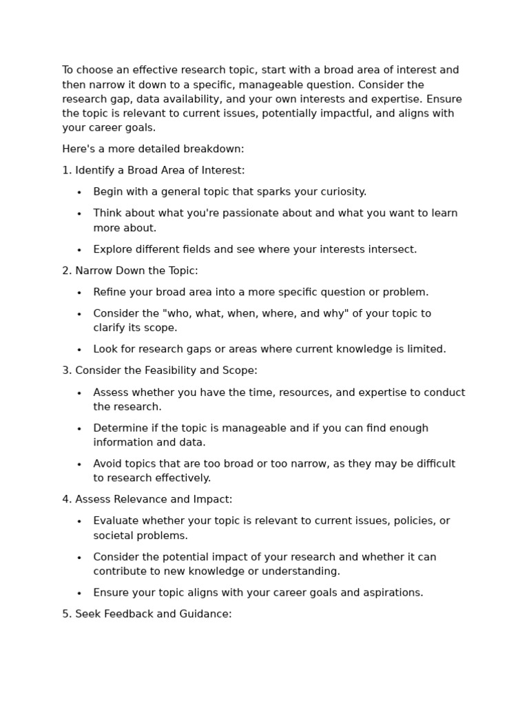 Selecting an Effective Research Topic | PDF