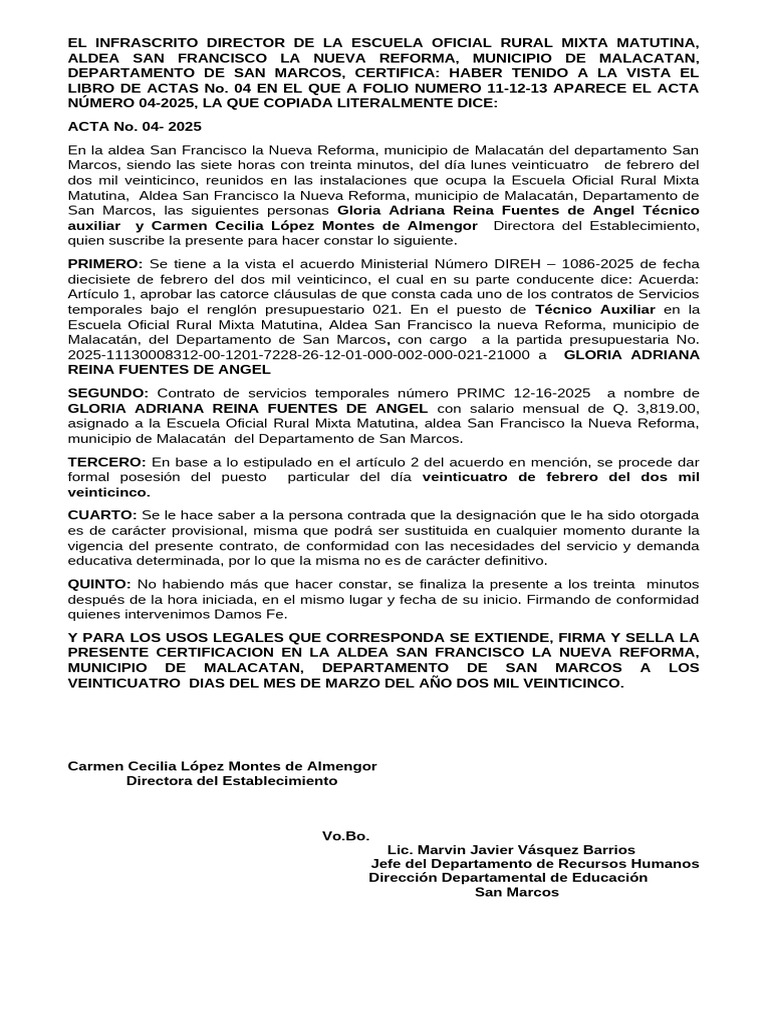 Acta 2025 | PDF | Gobierno