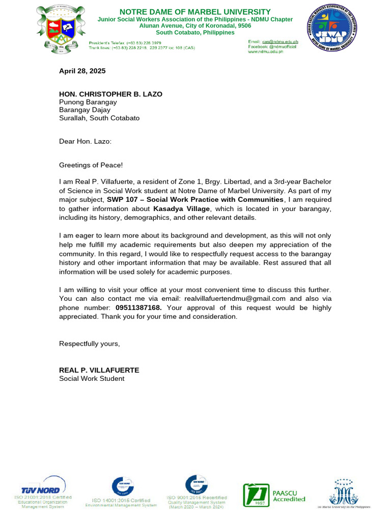 VILLAFUERTE Letter For CO | PDF
