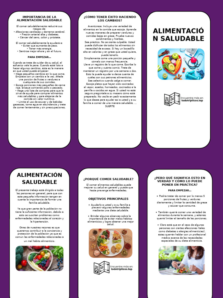 Triptico de La Alimentacion Saludable | PDF | Alimentos | Dieta saludable