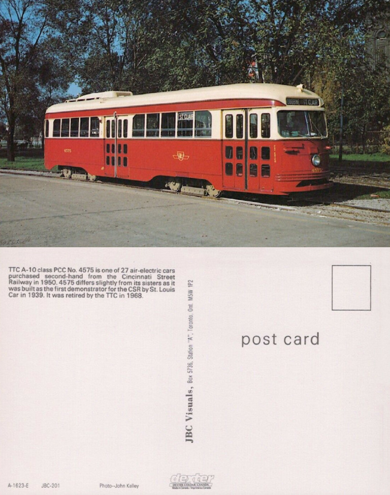 1960 TTC PCC Streetcar No 4575, Toronto, Ontario Postcard | PDF