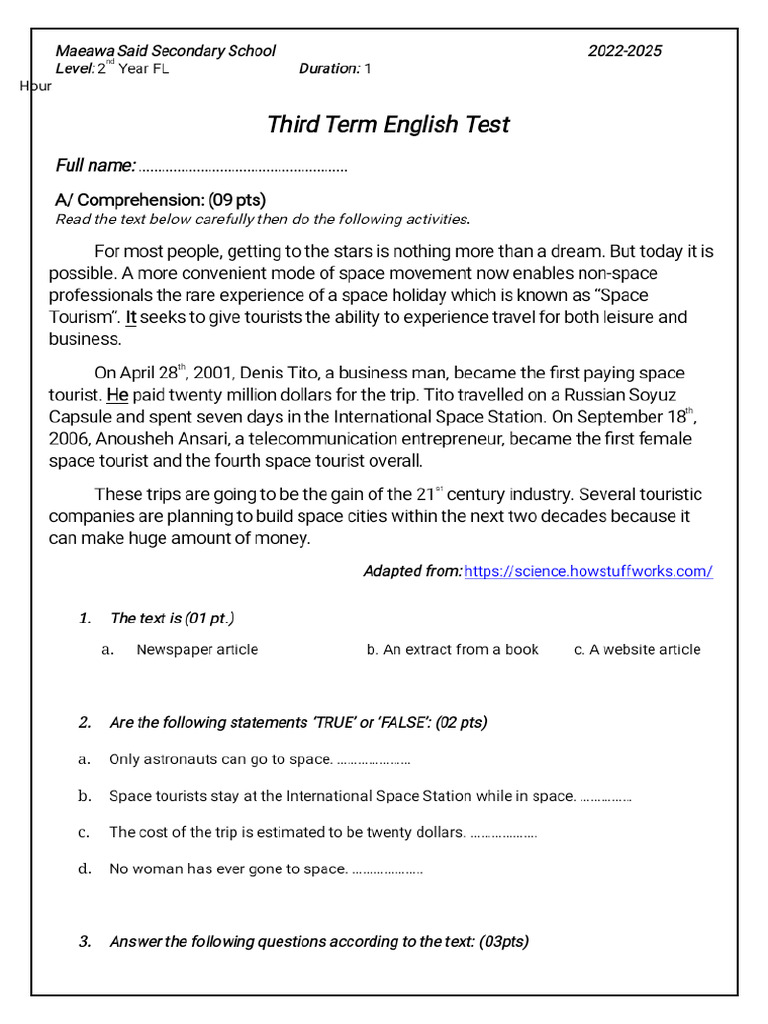 Science - Fiction Test | PDF