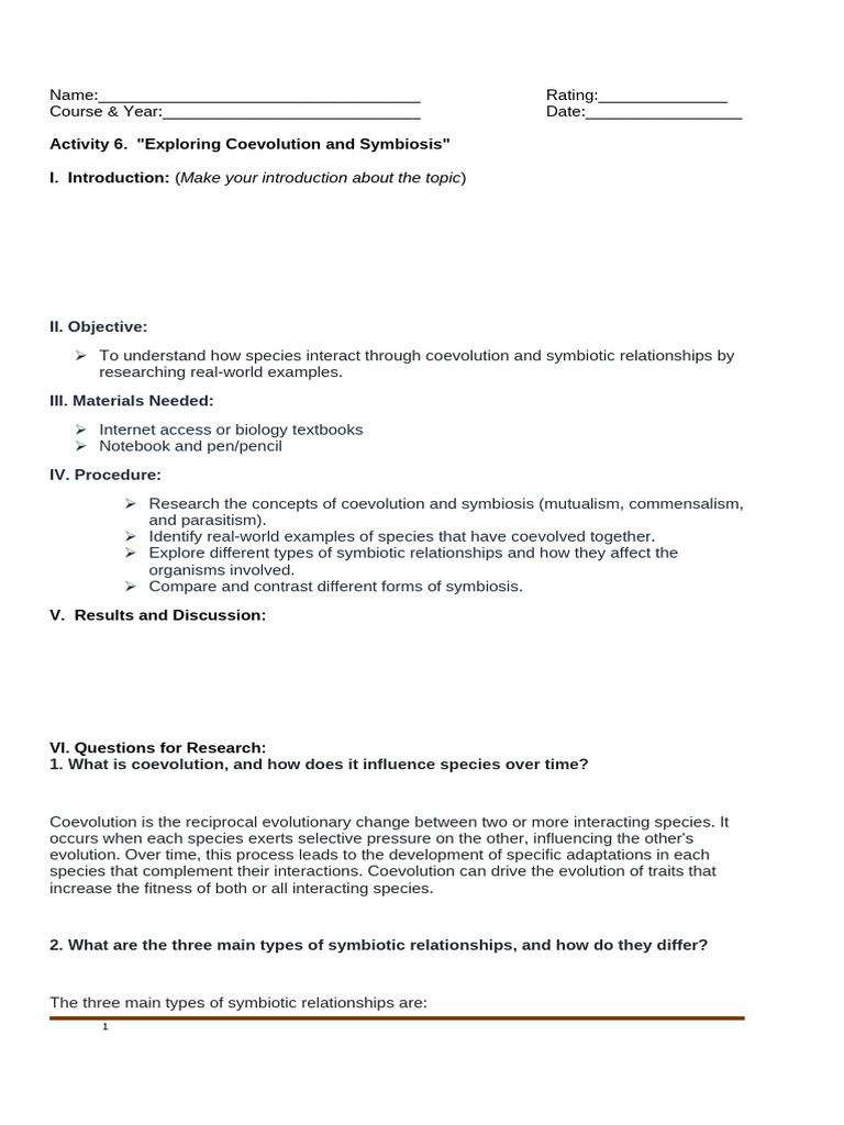 Activity 6 Bio 2 Evolutionary Biology | PDF | Biology | Biological ...