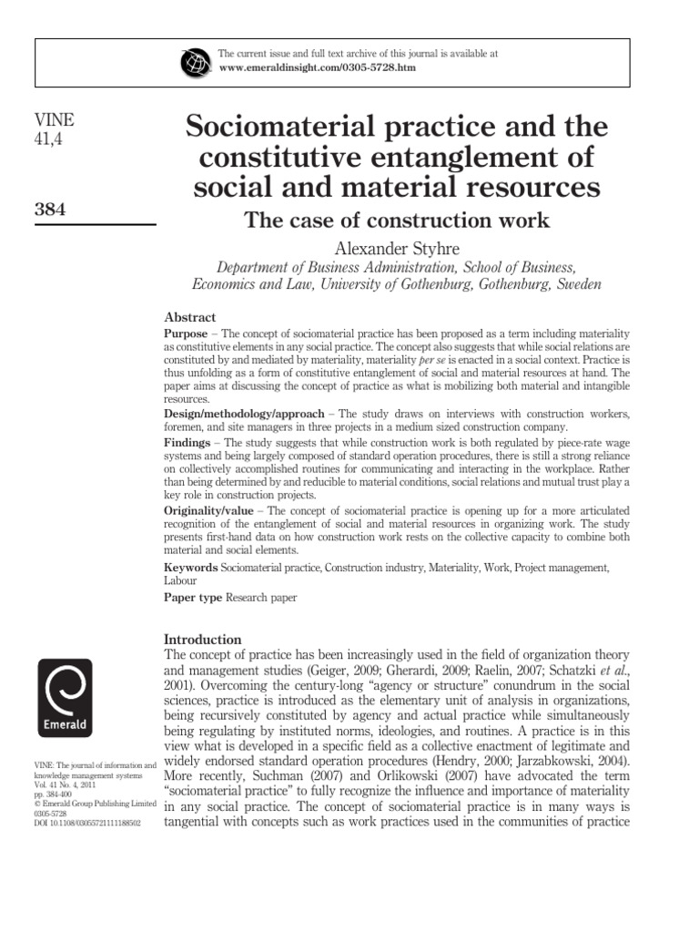2201 - Sociomaterial Practice and The Constitutive Entanglement of ...