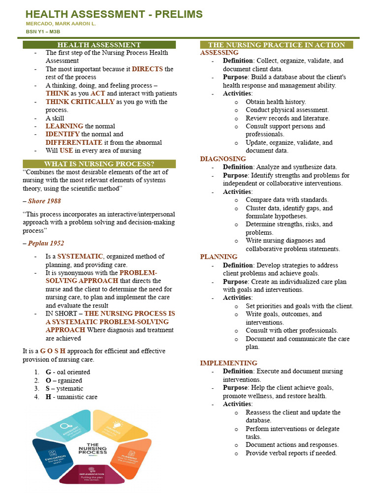 Health Assessment Week 1 - 250126 - 124231 | PDF | Nursing | Health Care