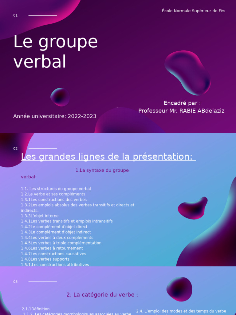 Définition et structures du groupe verbal | PDF | Verbe | Temps (grammaire)