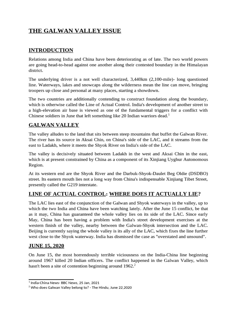 Galwan Valley: India-China Tensions Explained | PDF