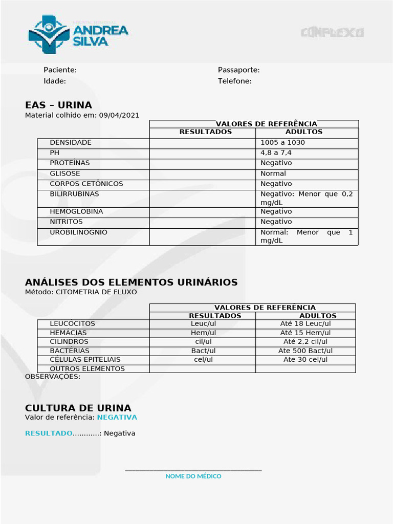 Resultados de EAS de Urina para Adultos | PDF