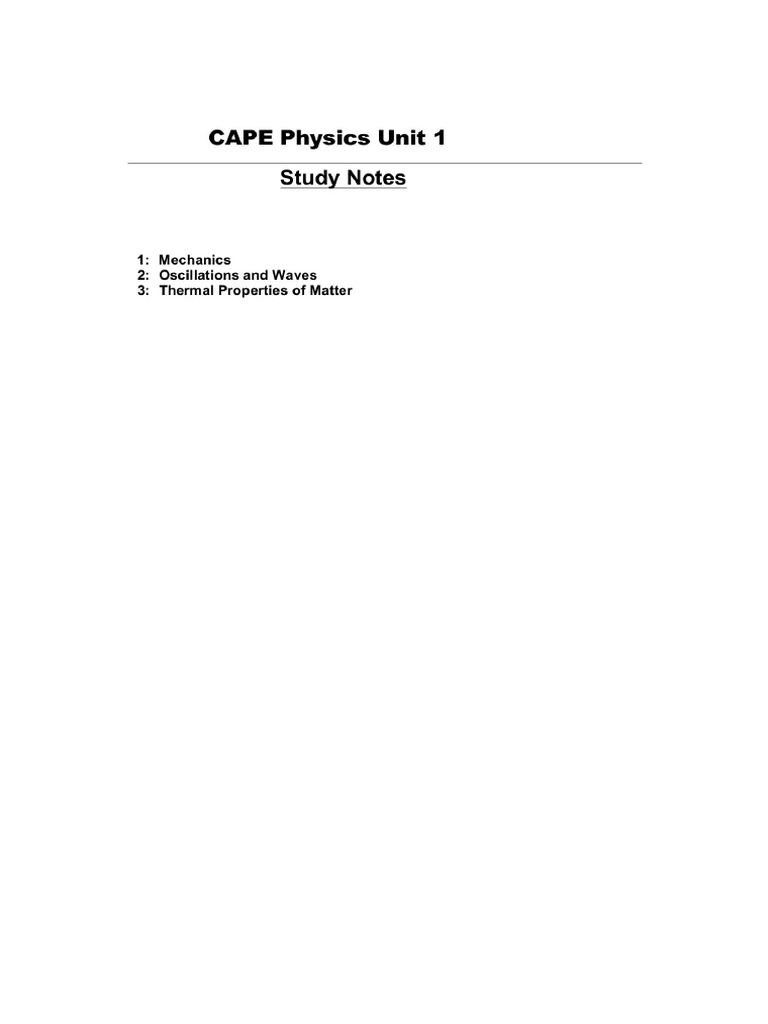 CAPE Physics Unit 1 Study Notes | PDF