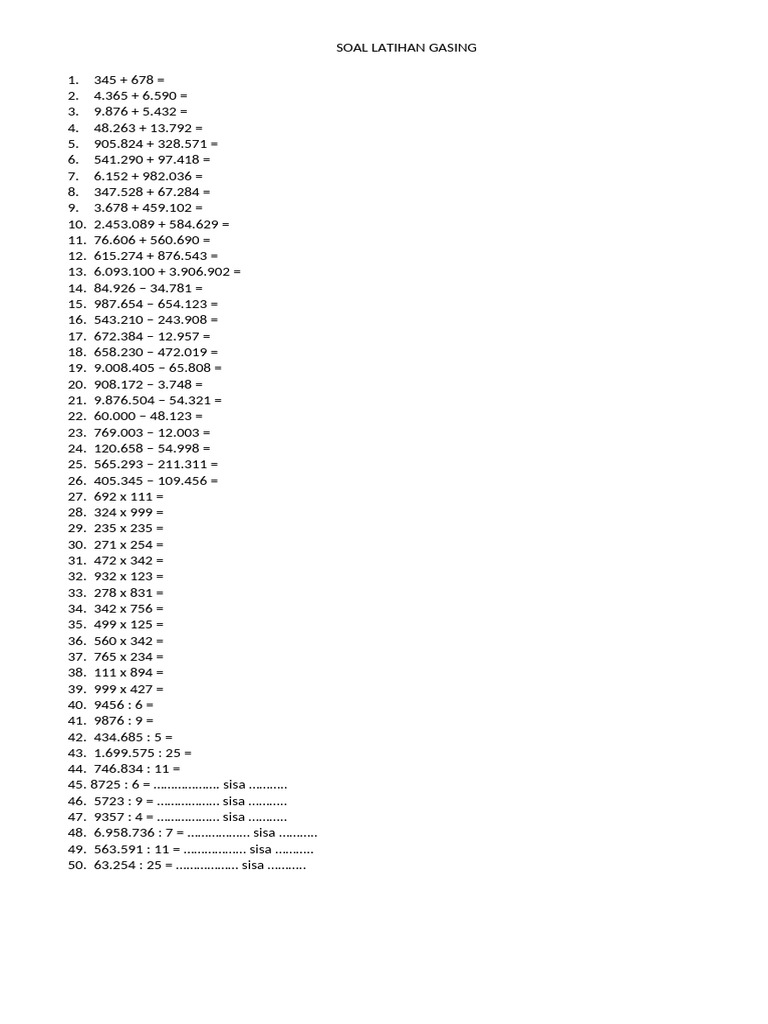 Soal Latihan Metode Gasing | PDF