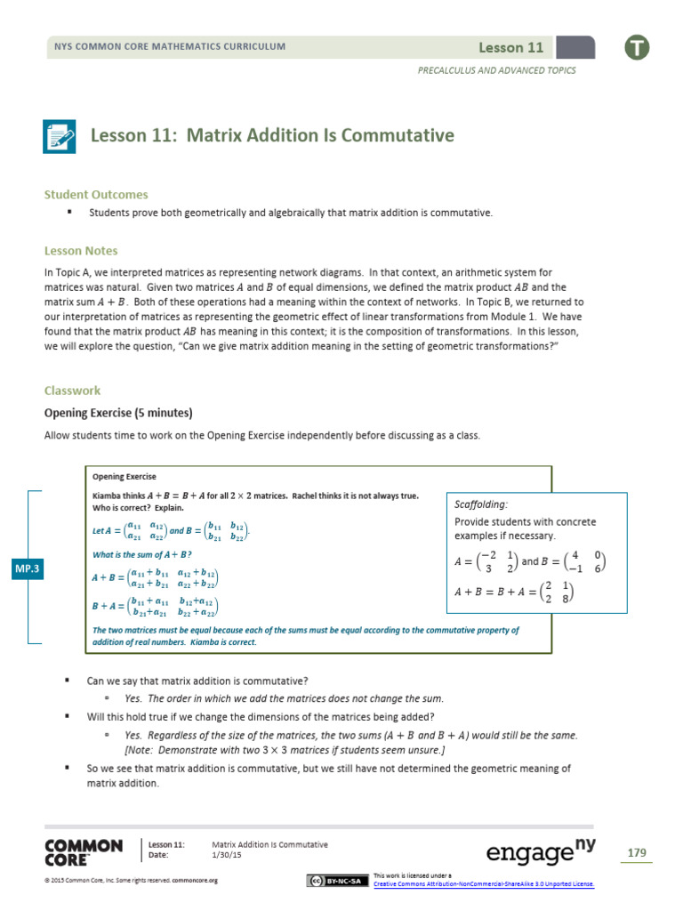 Matrix Addition Commutativity Explained | PDF | Matrix (Mathematics ...