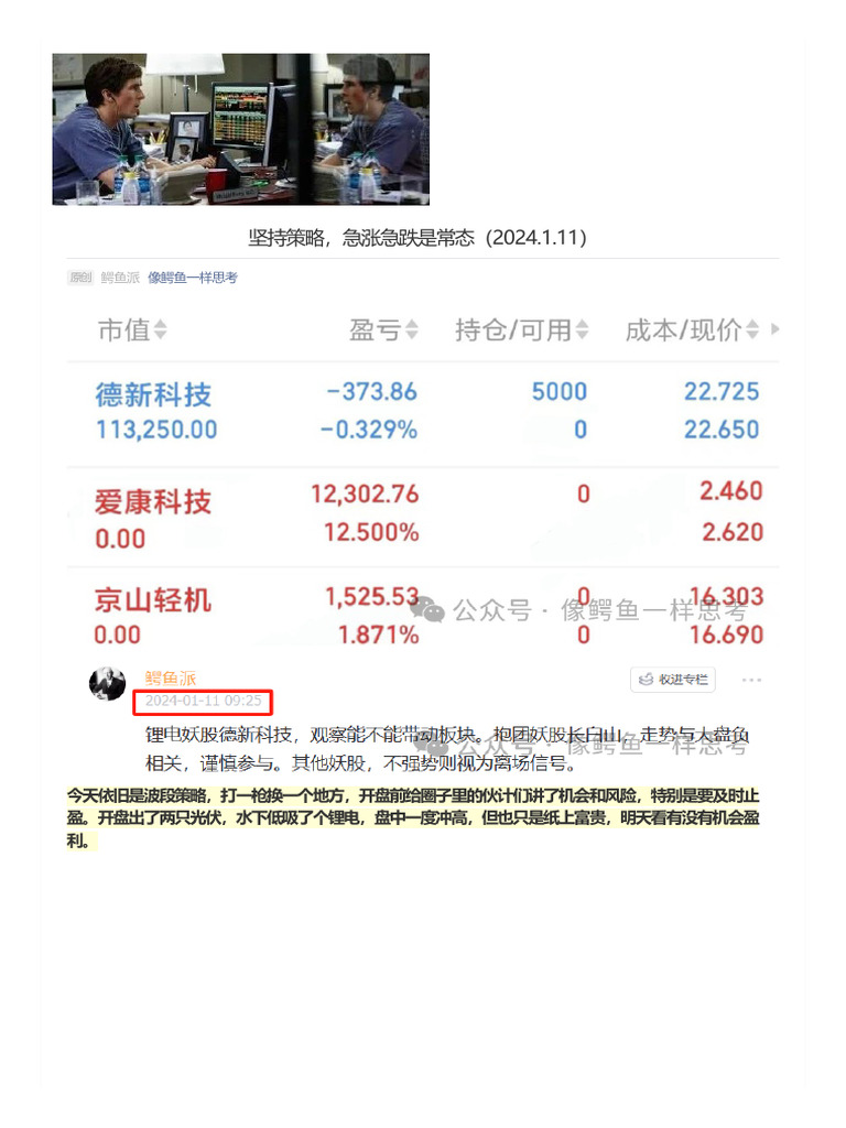 (2024 01 11) 坚持策略急涨急跌是常态2024111 | PDF