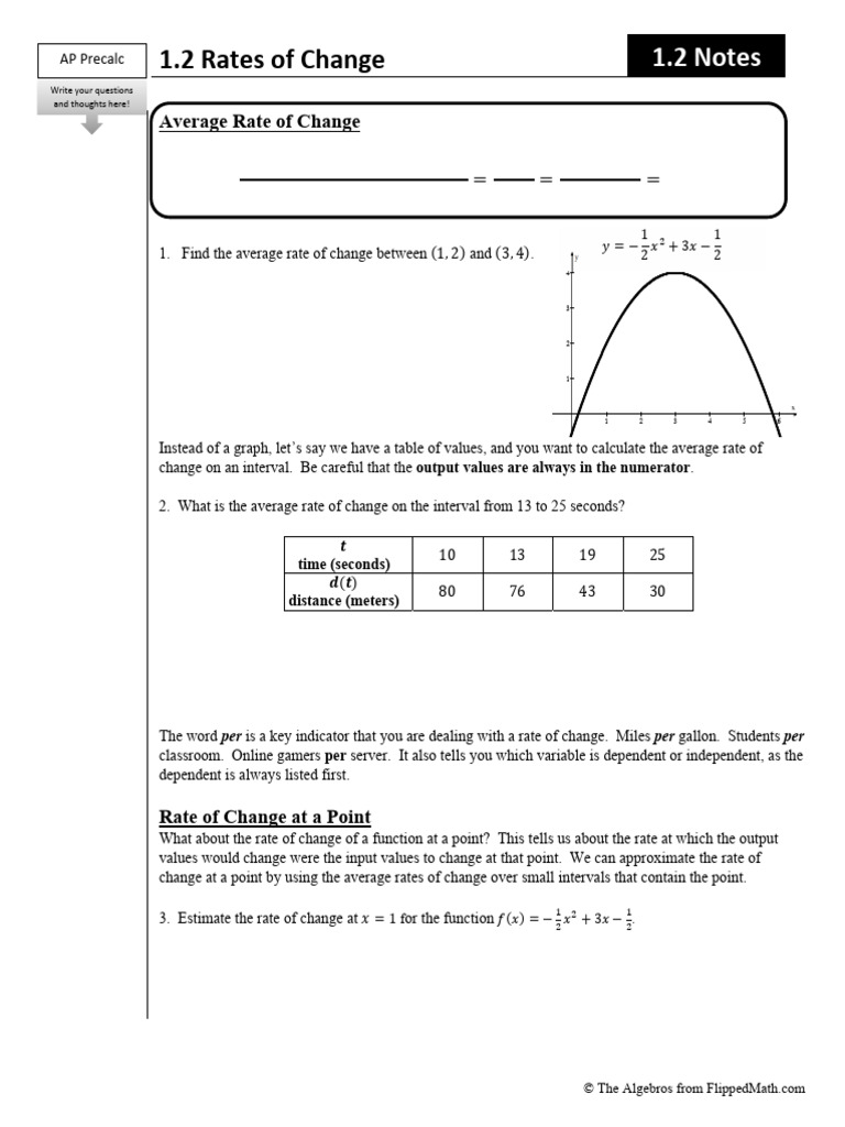 Average Rate of Change Practice Set | PDF | Derivative | Function ...