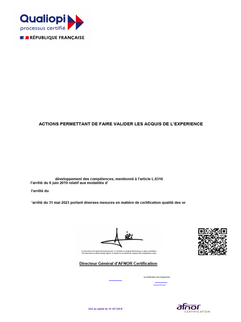 Certificat de conformité AFNOR pour OpenClassrooms | PDF | Management ...