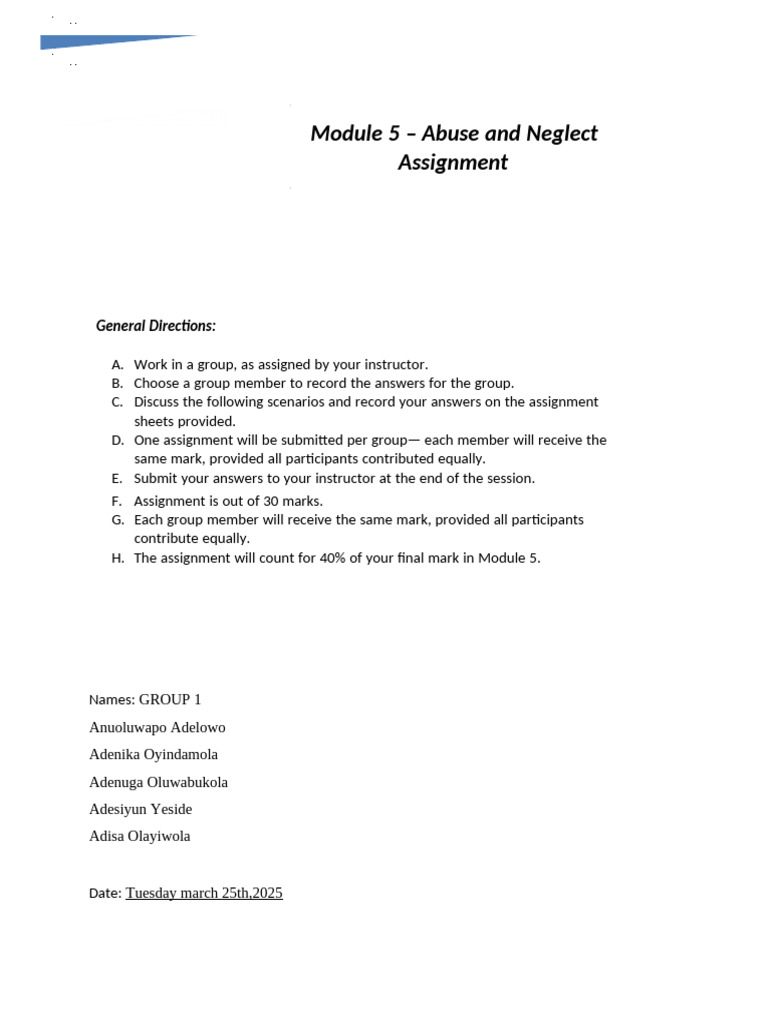 IV-6 Assigmt - Module 5 Abuse and Neglect. Revised | PDF | Empathy | Anger