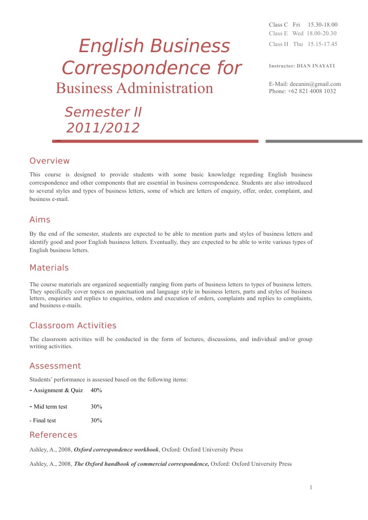 English Business Correspondence | PDF | Pedagogy | Teaching