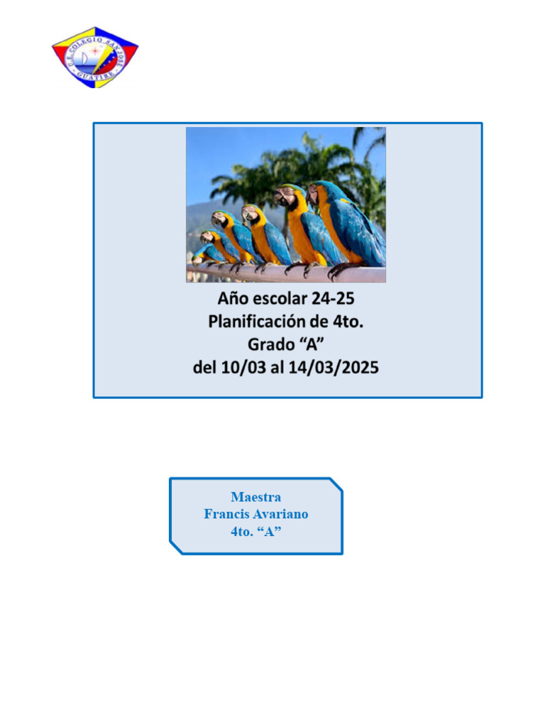 Planificación Educativa 4to Grado 2025 | PDF | Agua | División ...