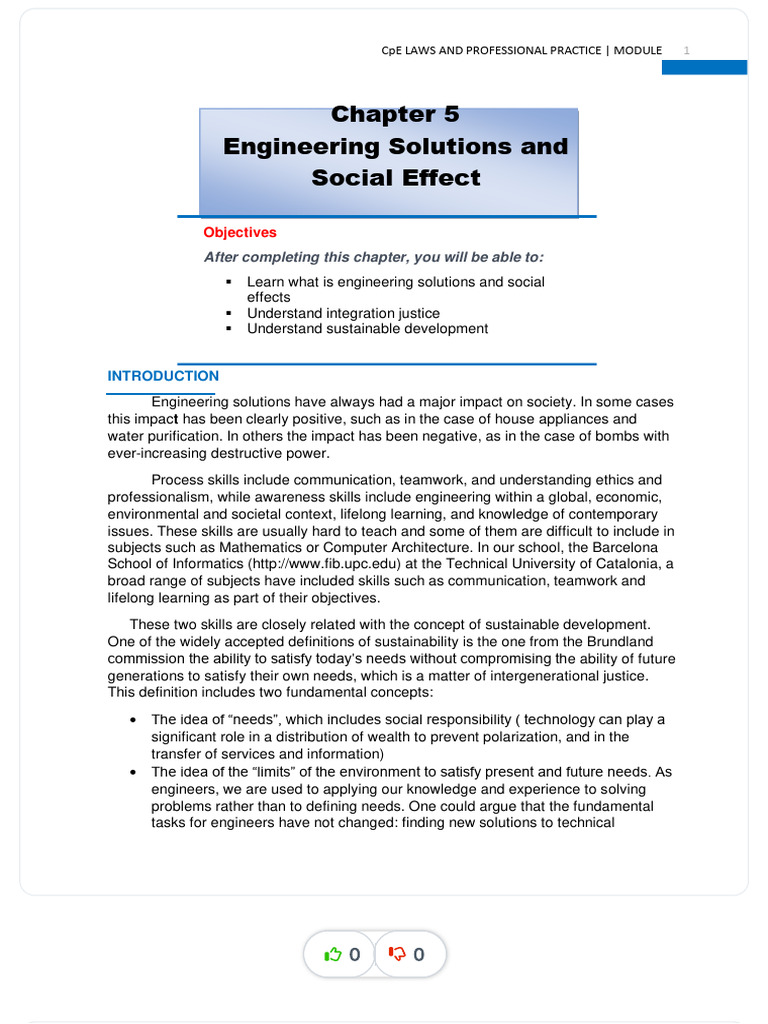 Chapter 5 Engineering Solutions and Social Effect | PDF | Sustainability | Engineering