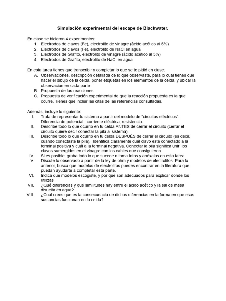 Experimentos de Electrolitos en Celdas | PDF