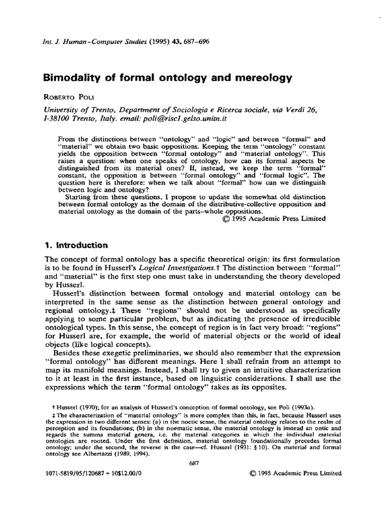293_Bimodality of Formal Ontology and Mereology | PDF